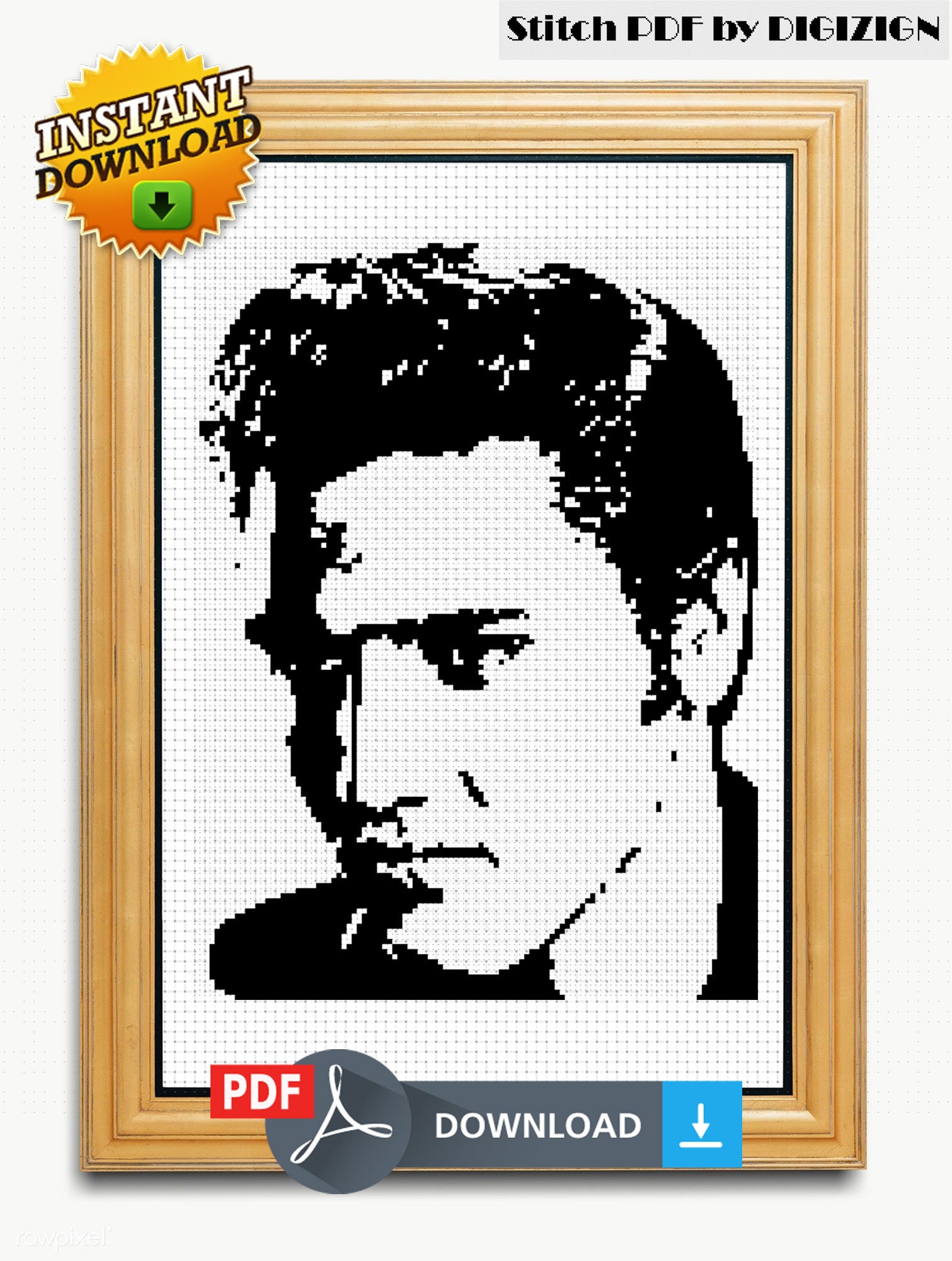 Elvis Cross Stitch Pattern Black Cross Stitch Celebrity - Etsy
