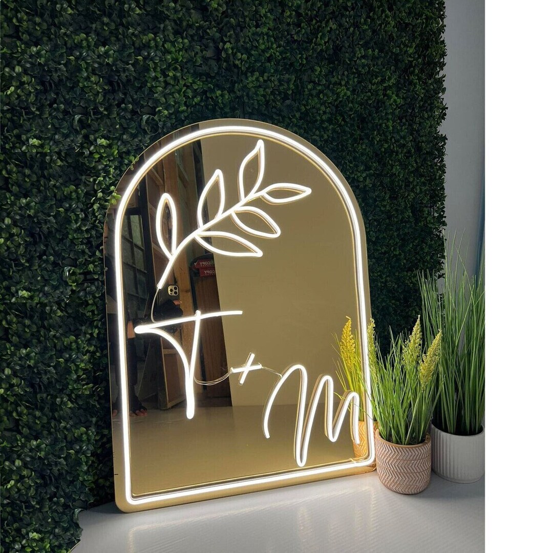Gold Mirror Custom Neon Sign Boho Wedding Sign With Custom - Etsy