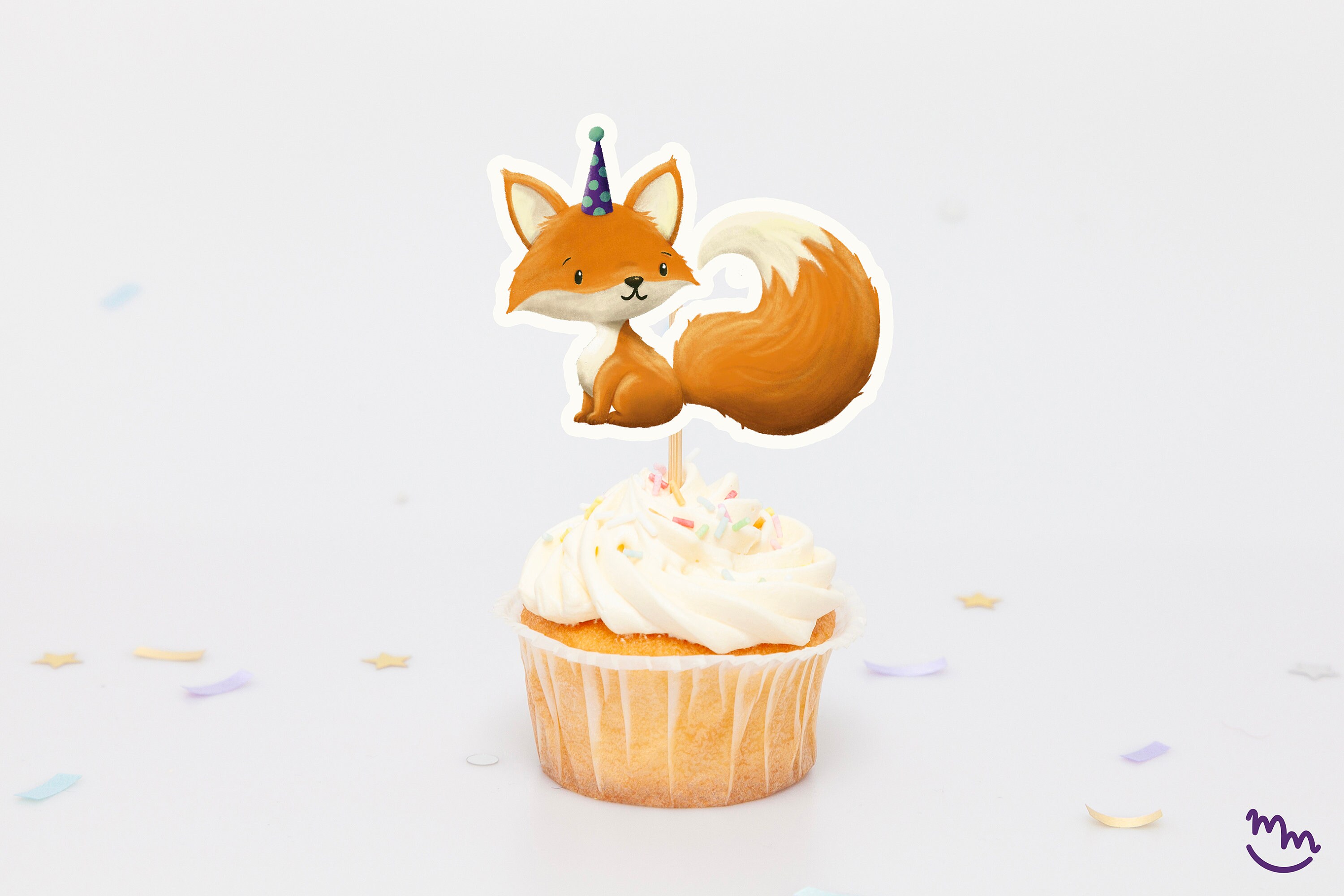 Fox Cake Topper, Printable Kids Decoration Party Supply, Party Animal ...