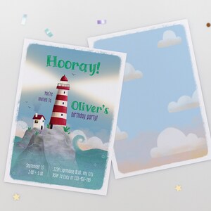 Editable Lighthouse Birthday Invitation Printable Invite - Etsy