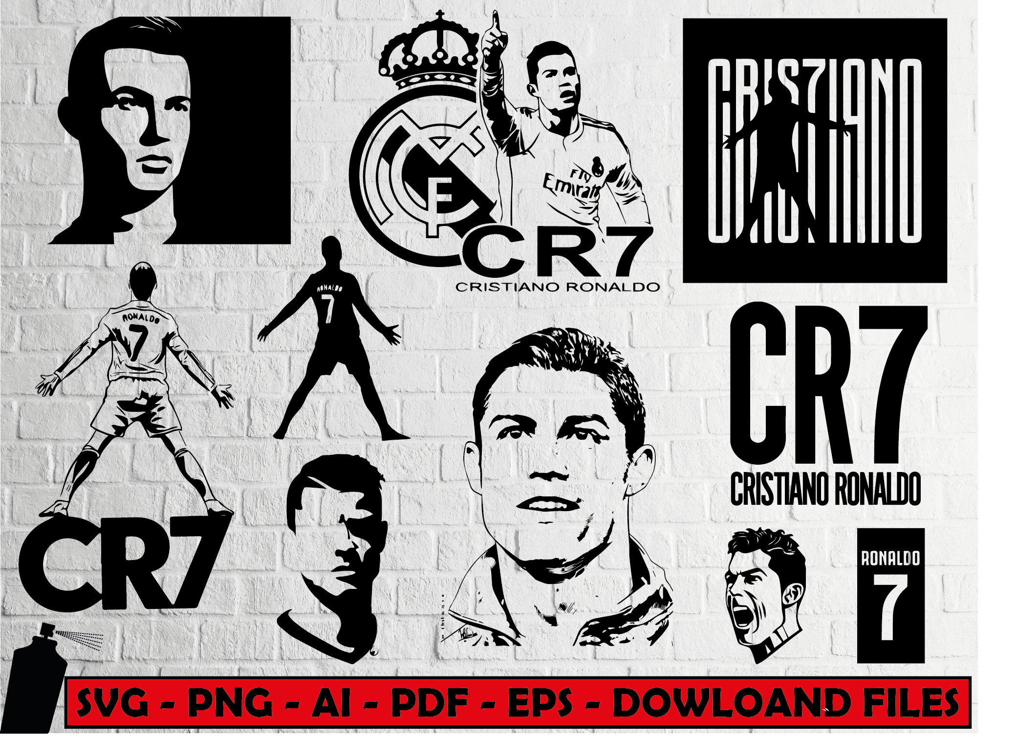 Cristiano Ronaldo Svg CR7 Svg Laser Cut Files Cricut - Etsy Canada
