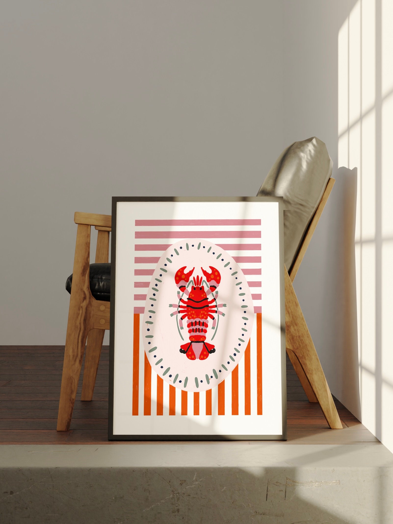 Lobster Wall Art, Lobster Print, Red Pink Orange Lobster, Lobster Art ...