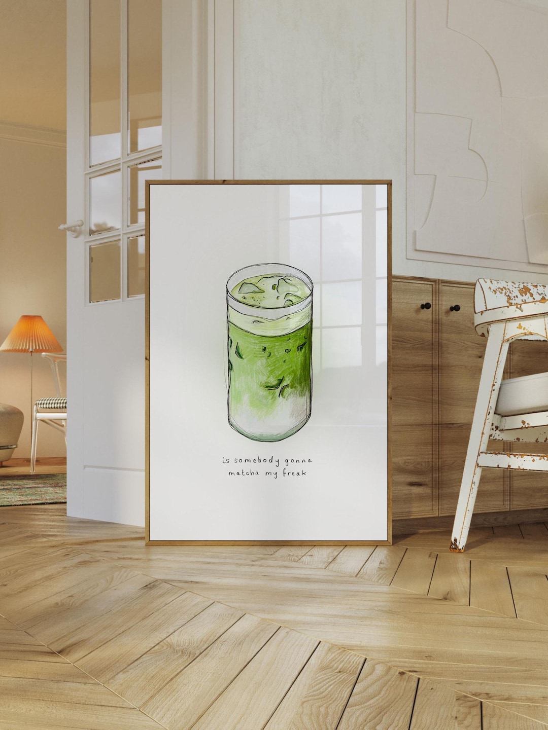 Iced Matcha Latte Illustration for Matcha Lovers, Wall Art, Home Decor ...