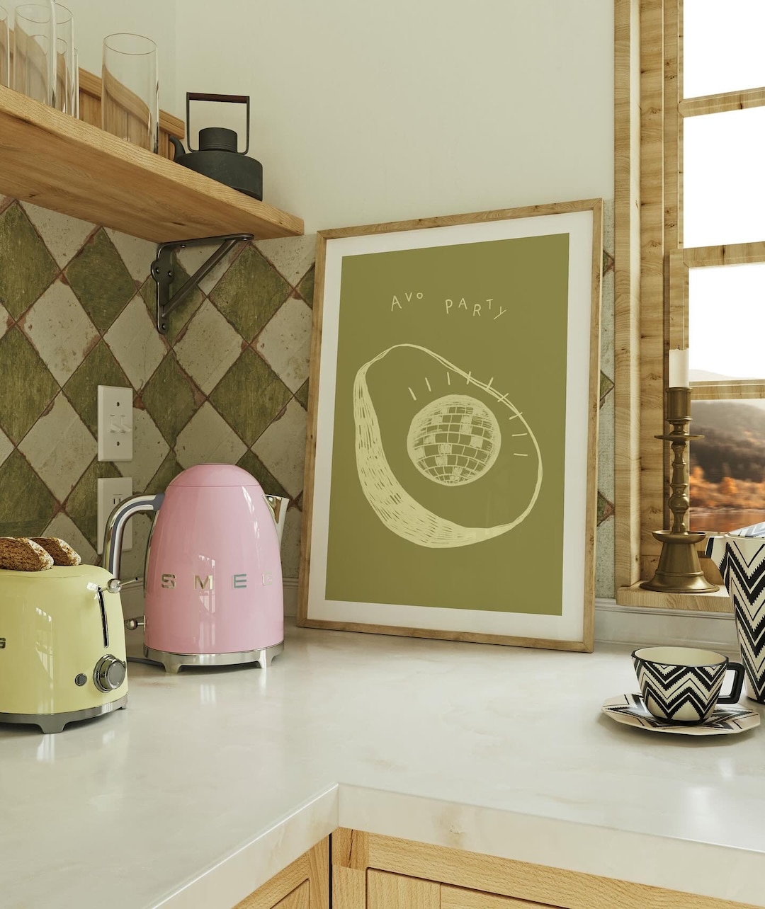 Avocado Art Print | Disco Fruit Wall Art, Kitchen Decor, Avocado ...