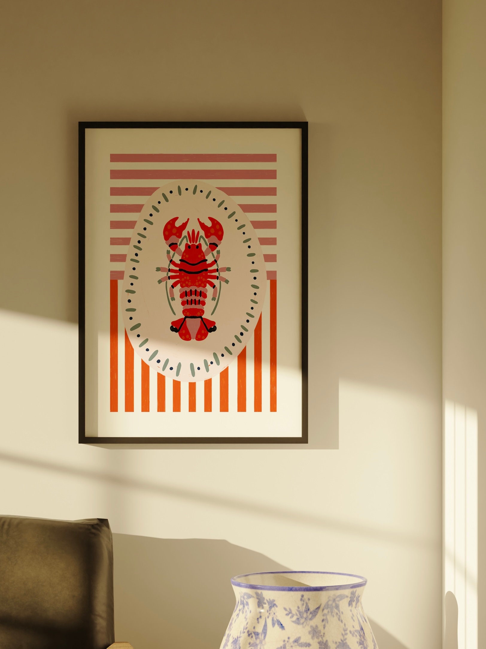 Lobster Wall Art, Lobster Print, Red Pink Orange Lobster, Lobster Art ...
