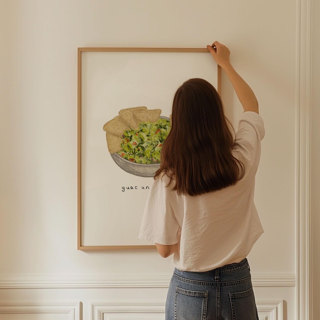 Guacamole Print, Guac and Chips Art, Mexican Food Art | Food and Drink ...