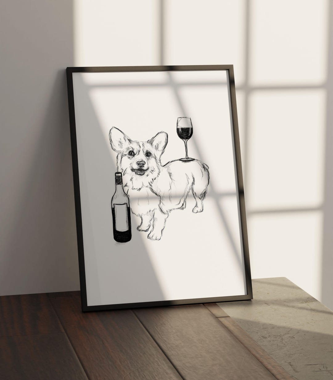 Corgi Wall Art, Corgi Drawing, Dog Lovers Gift,corgi Wall Print, Corgi ...