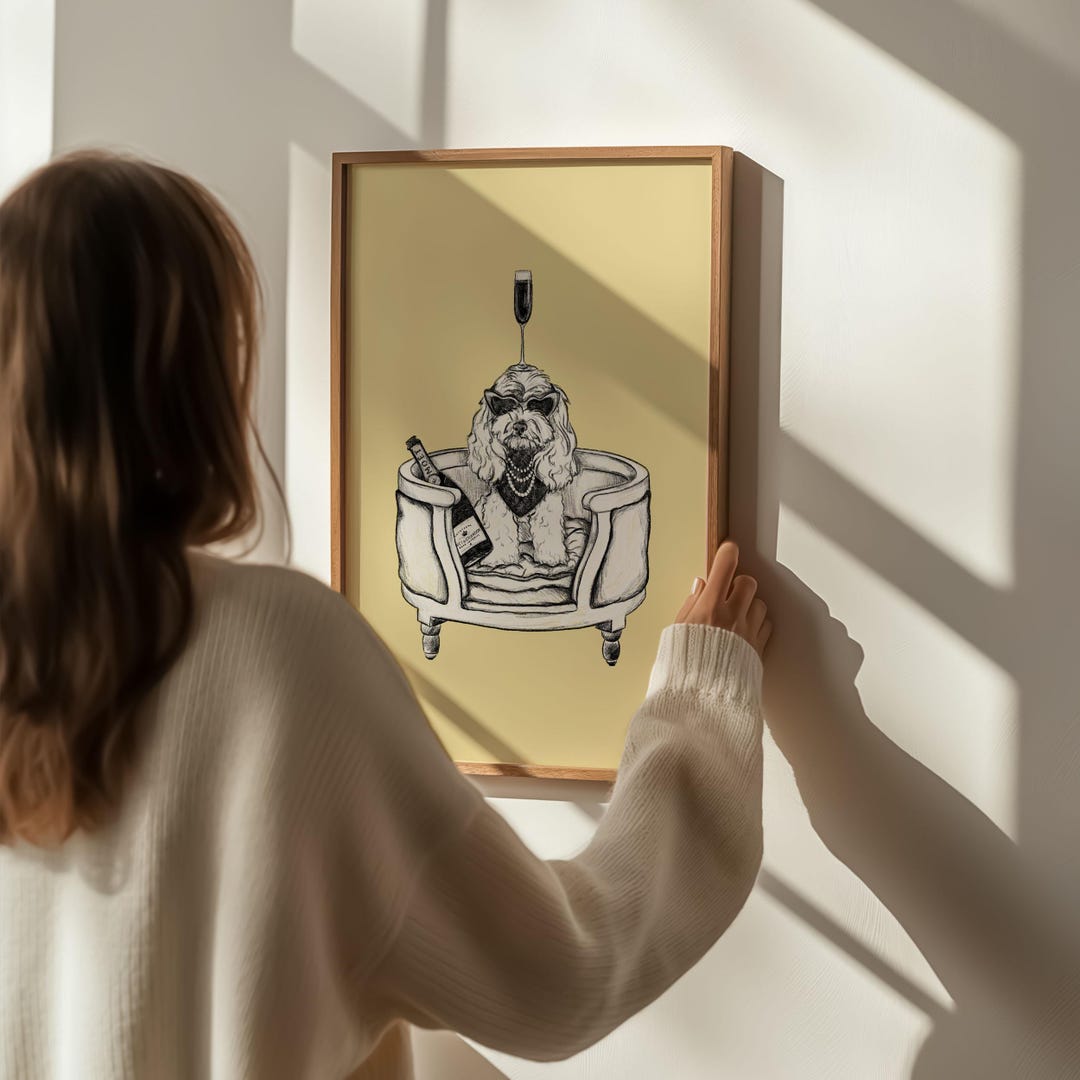 Miniature Poodle Wall Art | Poodle Drawing, Dog Lovers Gift, Mini ...