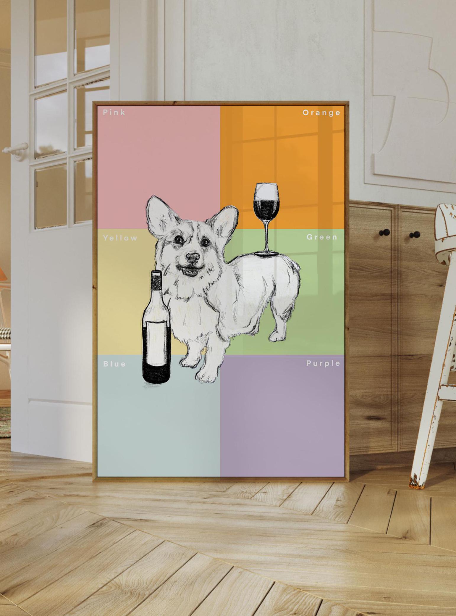 Corgi Wall Art, Corgi Drawing, Dog Lovers Gift,corgi Wall Print, Corgi ...