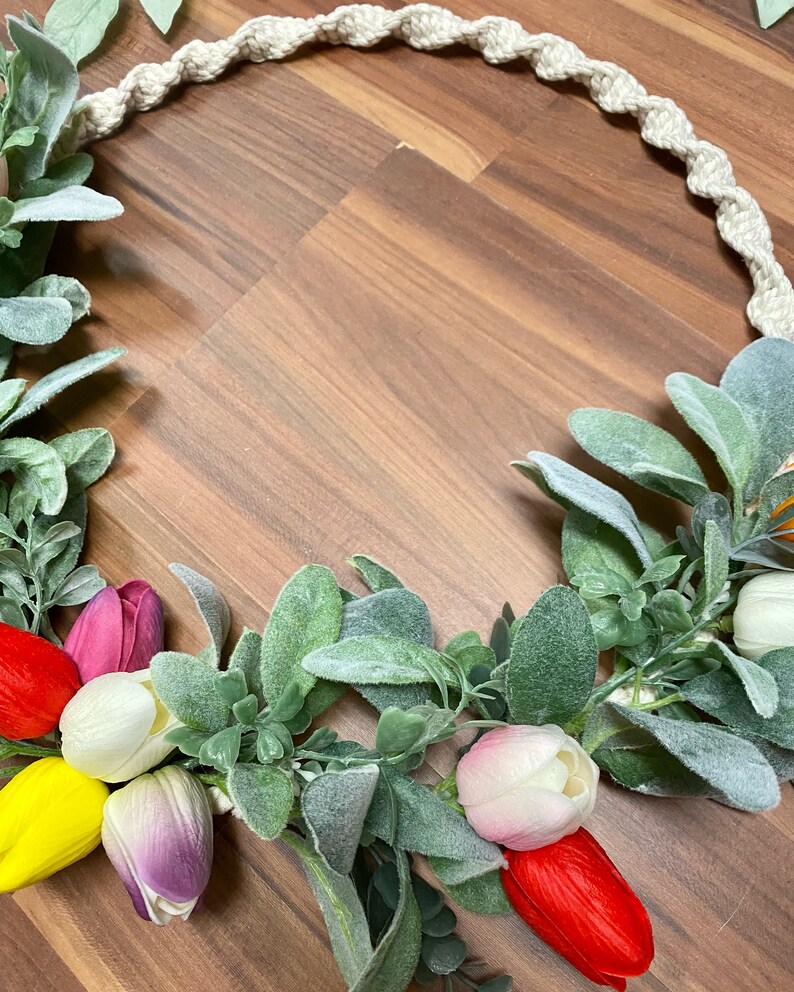 Spring Macrame Hoop Wreath Farmhouse Decor Flower Wreath - Etsy