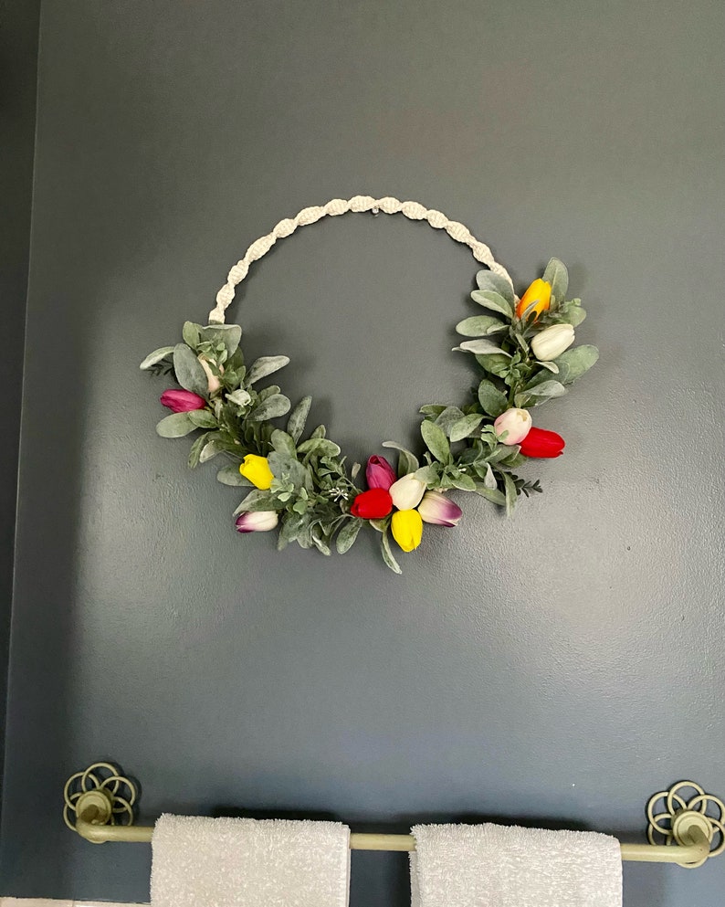 Spring Macrame Hoop Wreath Farmhouse Decor Flower Wreath - Etsy