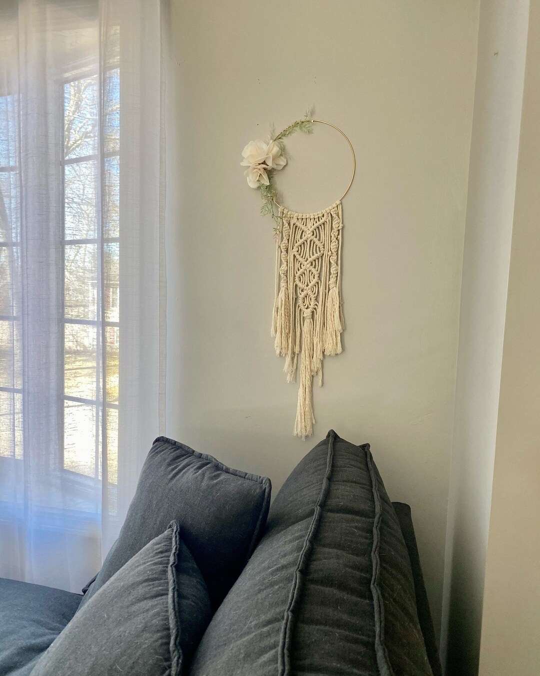 Floral Macrame Hoop Macrame Nursery Decor Macrame Bow - Etsy