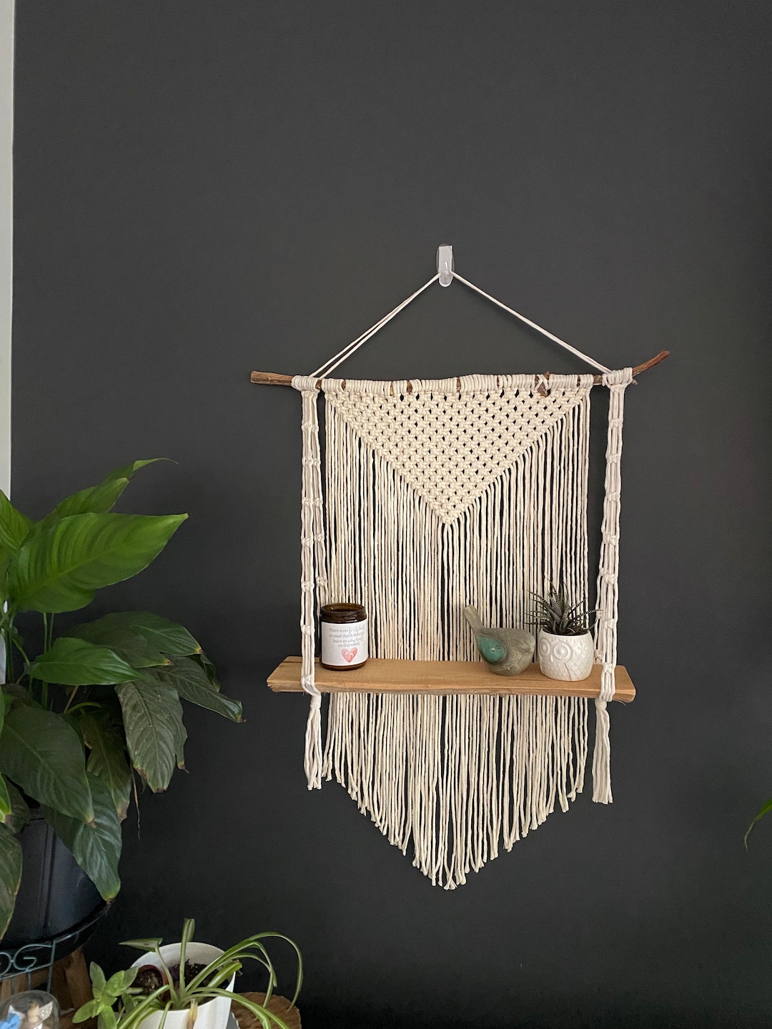 Macrame Cedar Hanging Shelf, Cedar Wood Shelf, Live Edge Shelf, - Etsy