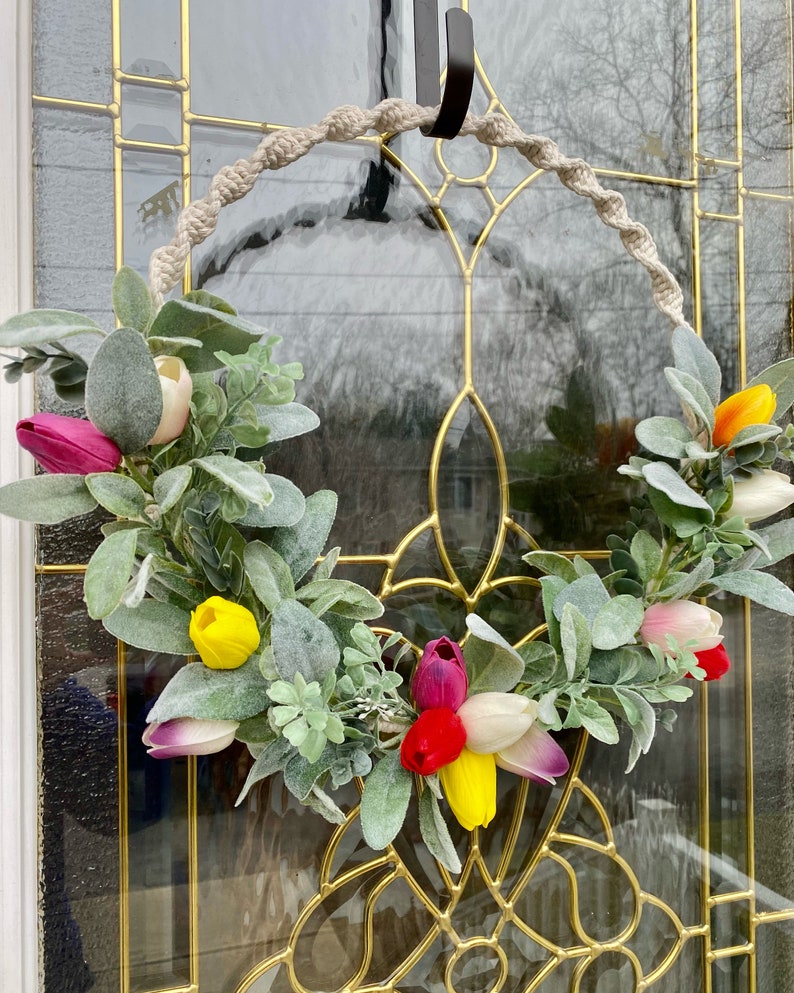 Spring Macrame Hoop Wreath Farmhouse Decor Flower Wreath - Etsy