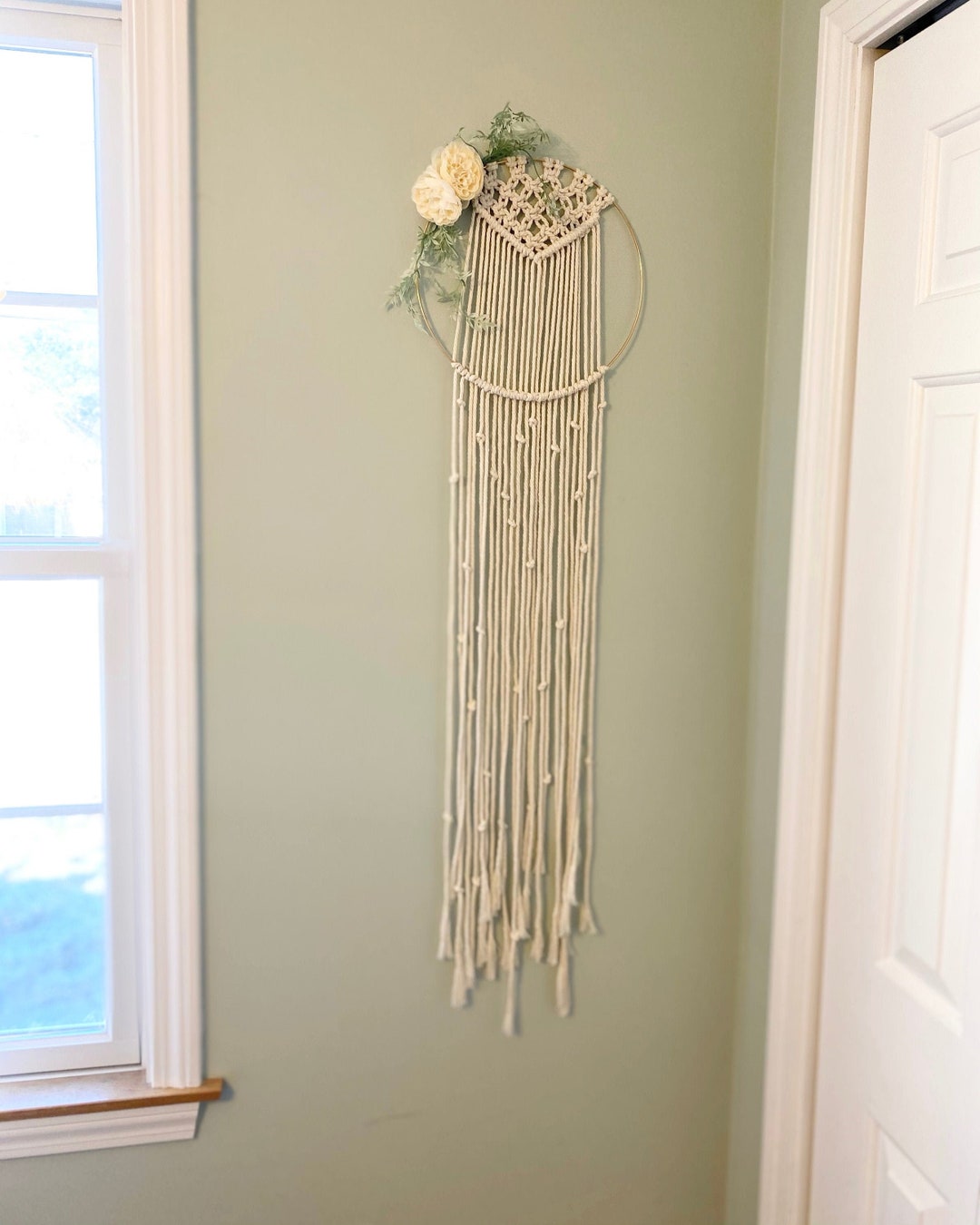 Floral Macrame Hoop Macrame Nursery Decor Macrame Bow - Etsy
