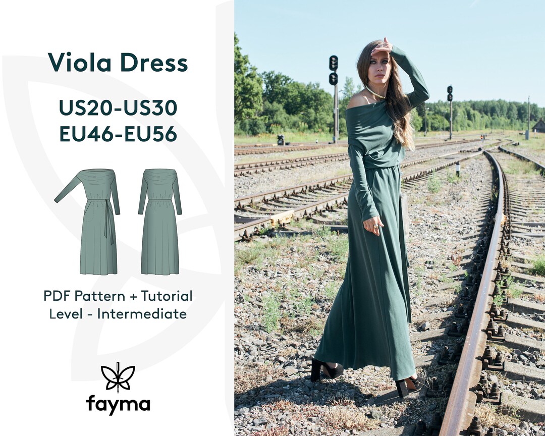 Viola Dress PDF Sewing Pattern/sizes US20 Us30/difficulty - Etsy