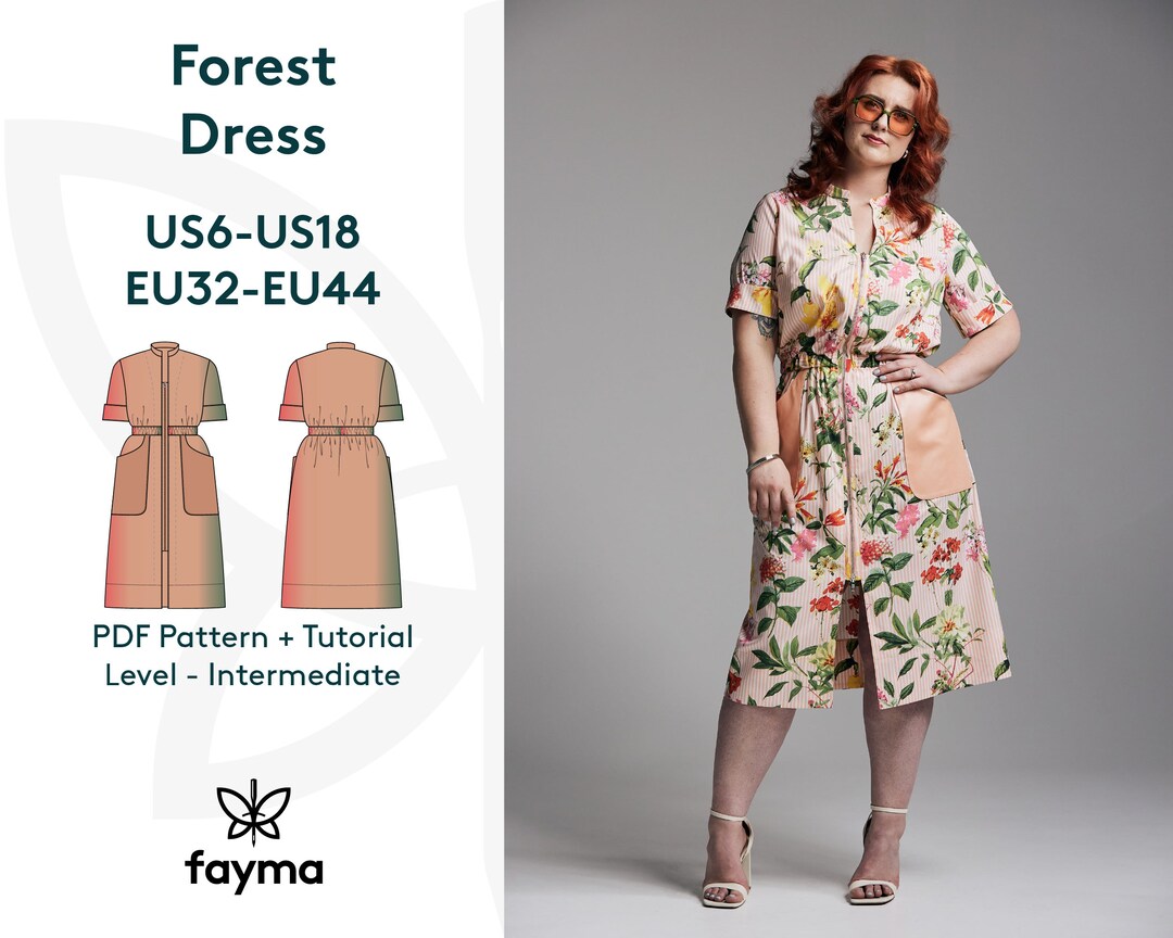 Forest Dress PDF Sewing Pattern/sizes Us6-us18/difficulty Level ...