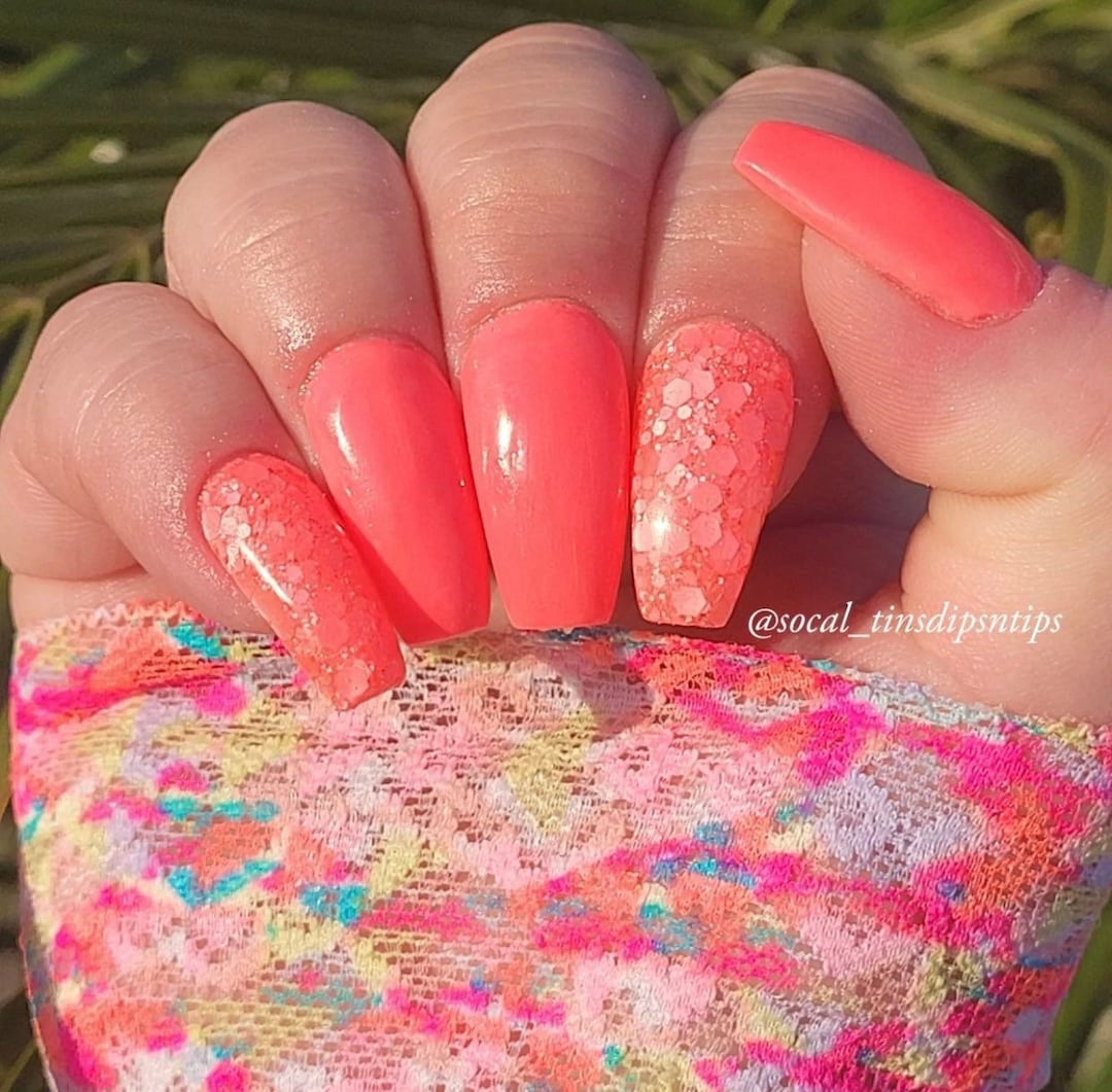 CORAL FEVER- Neon Dip Powder, Neon Dip Nails, Dip Powder, Dip Powder ...