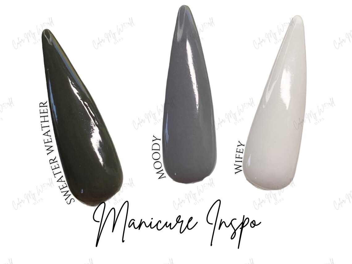 MOODY gray dip powder gray nail dip powder nail dip powder | Etsy