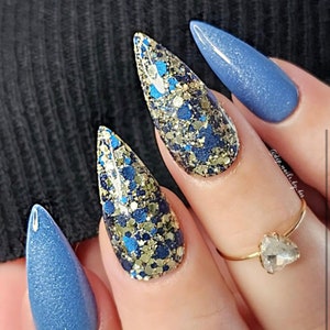 CONSTELLATION Blue and Gold Glitter Dip Powder Blue and Gold - Etsy