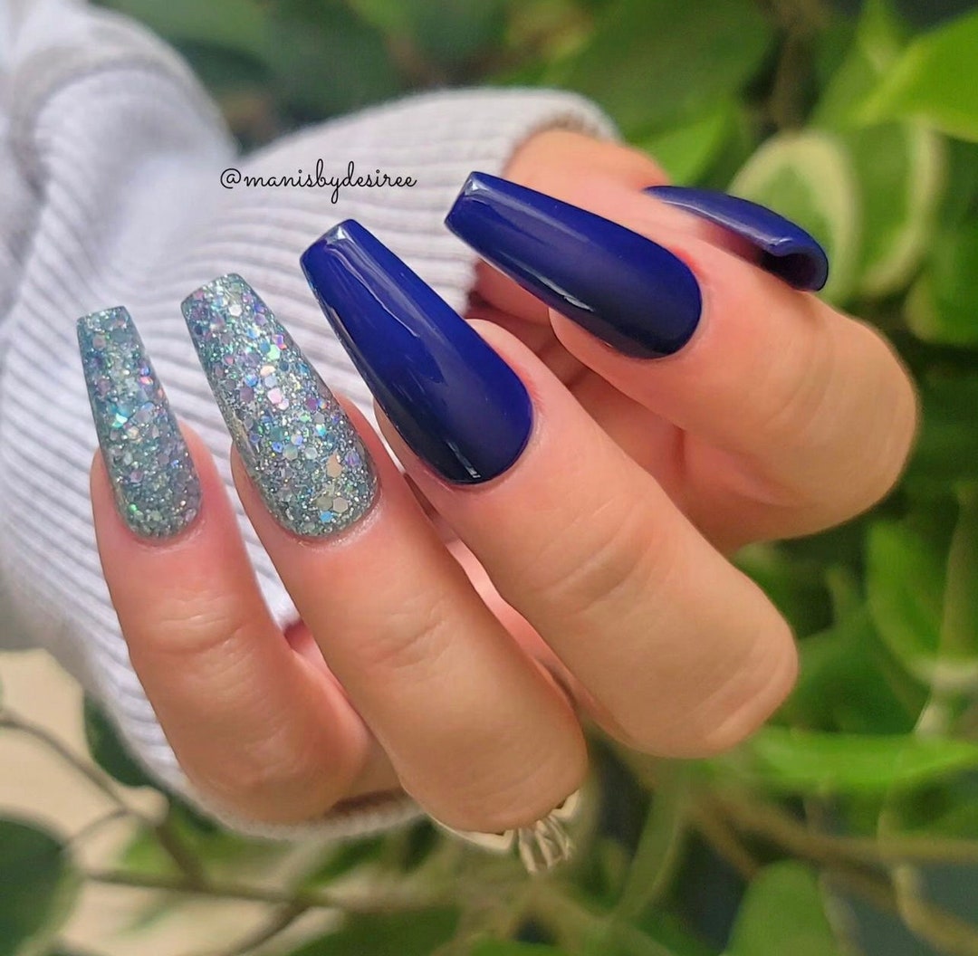 Hurricane-glitter Dip Powder, Blue Glitter Dip Powder, Nail Dip, Dip ...