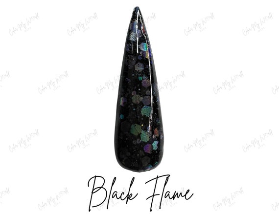 BLACK FLAME Black Glitter Dip Powder Glitter Nail Dip Dip - Etsy