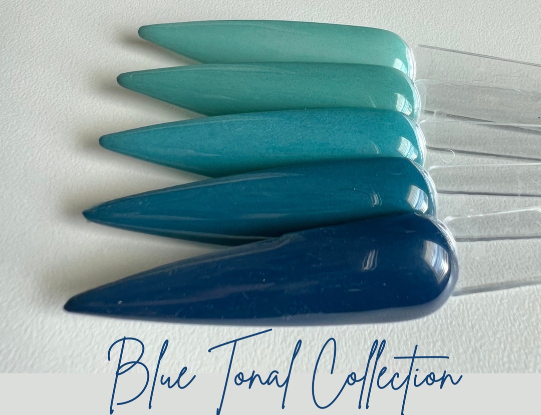 BLUE TONAL- Blue Nails, Dip Powder, Nail Dip, Fall Dip Powder, Nail Dip ...