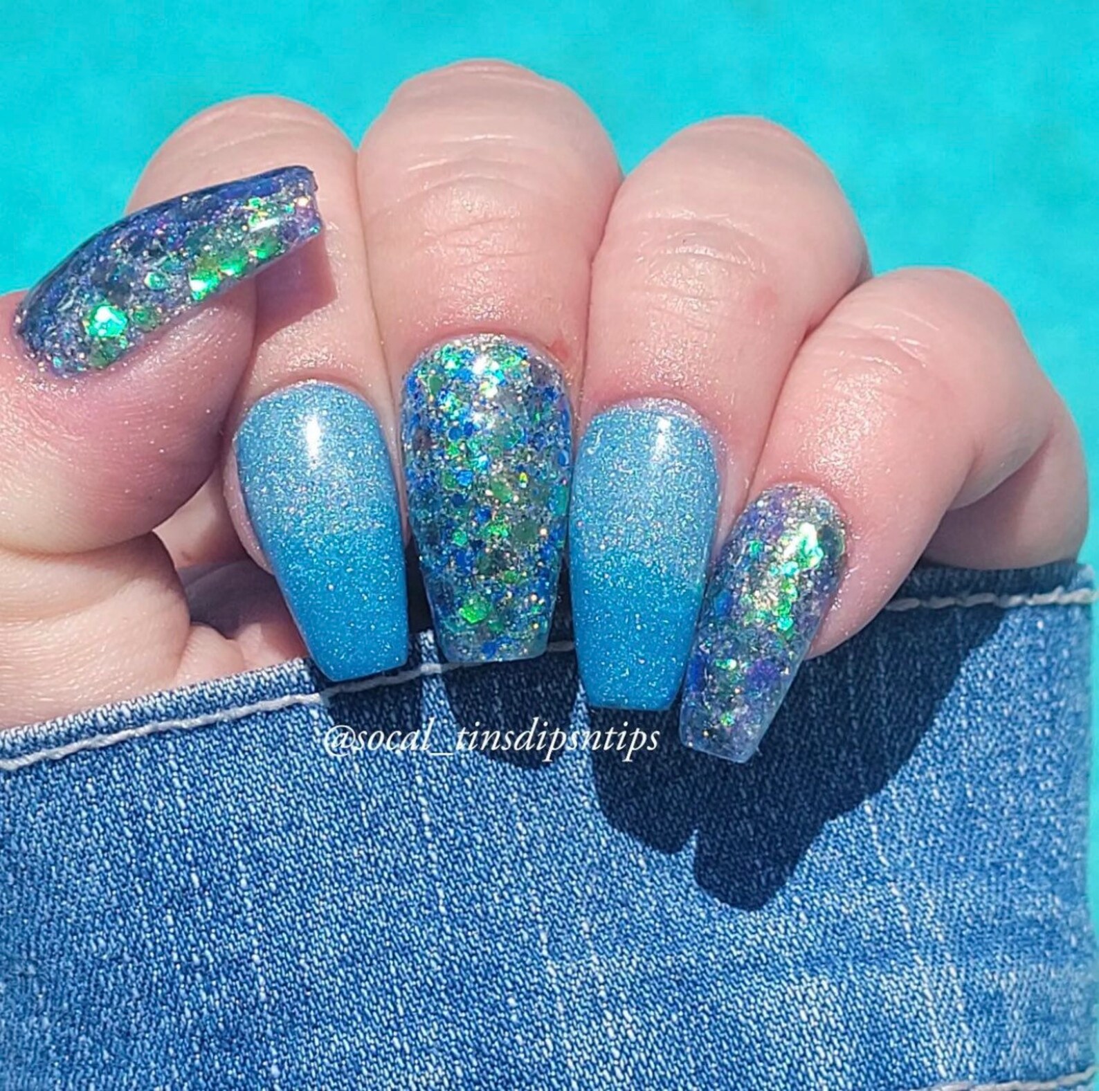 Im-peck-able-blue Dip Powder Blue Shimmer Nail Dip Dip - Etsy