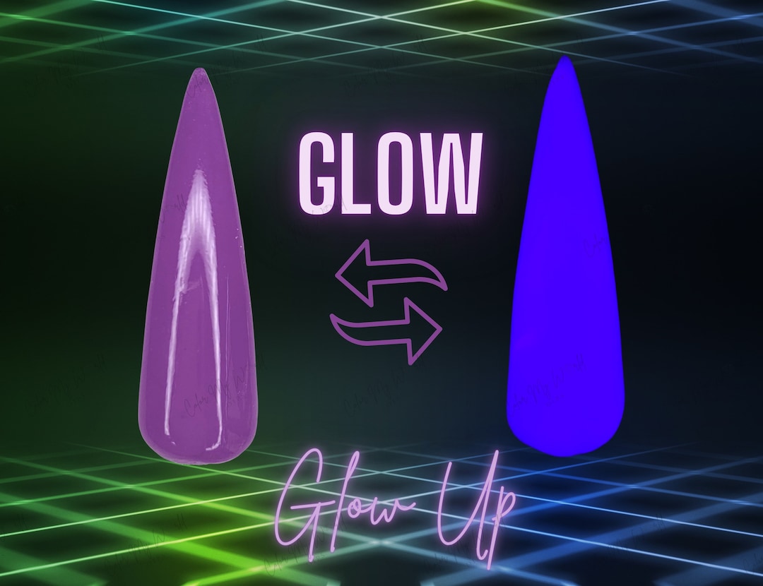 GLOW Up-glow Dip Powder, Purple Glow Dip Powder, Glow Nail Dip, Dip ...