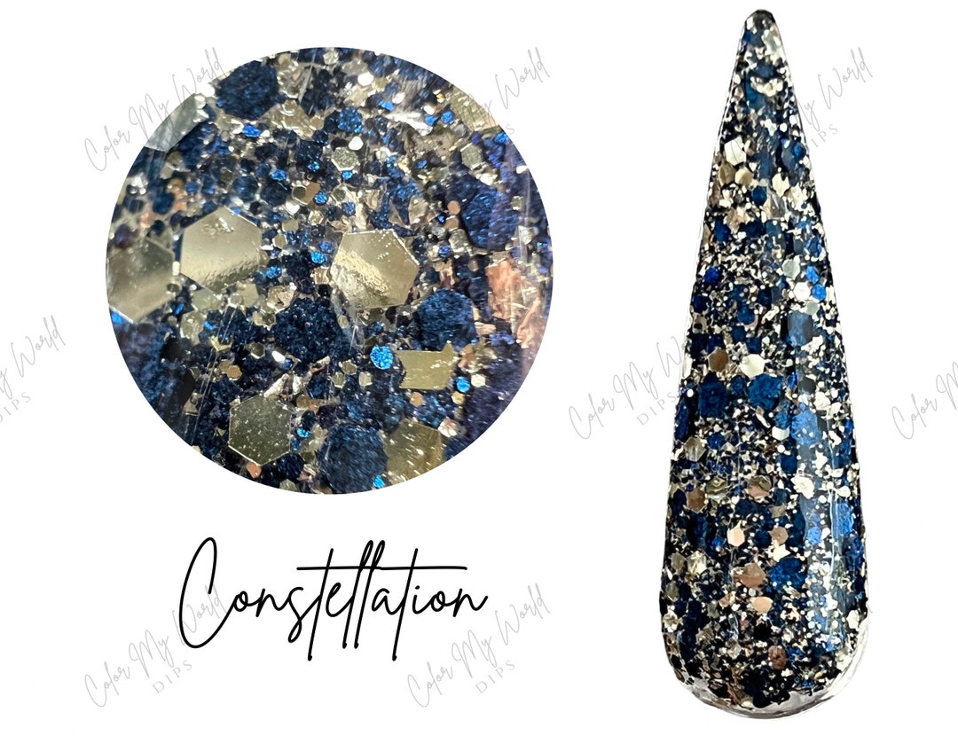CONSTELLATION Blue and Gold Glitter Dip Powder Blue and Gold - Etsy