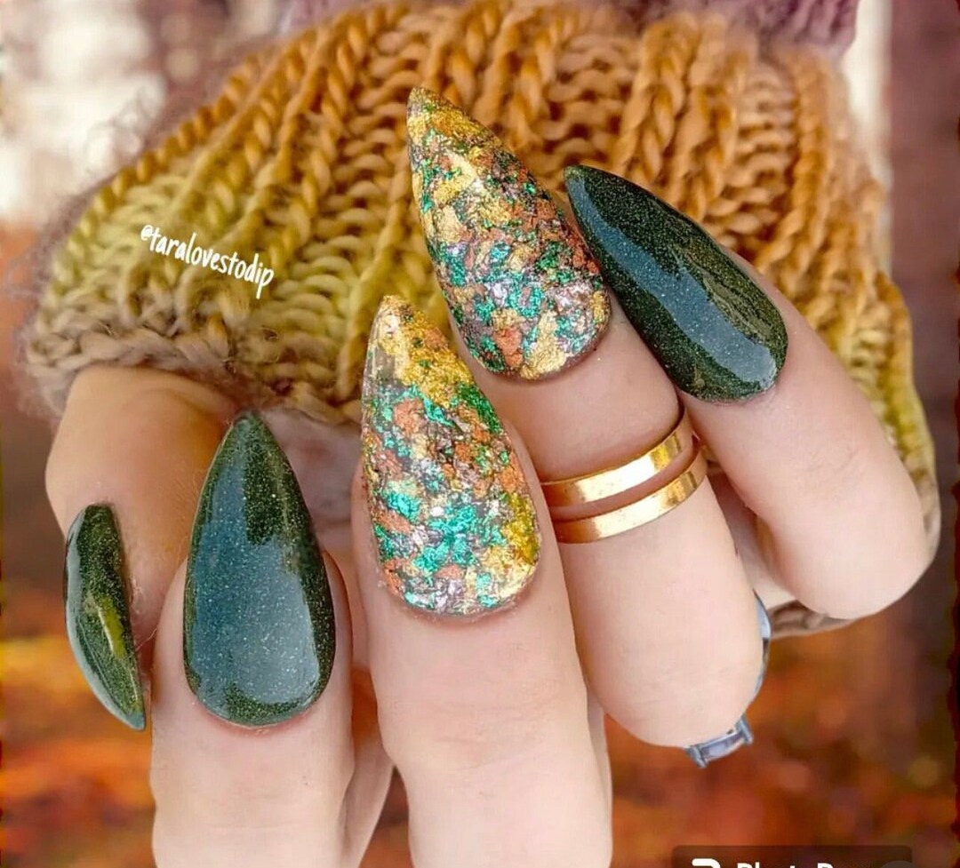 LEAF PILE- Fall Foil Dip Powder, Foil Nail Dip, Fall Dip Powder, Nail ...