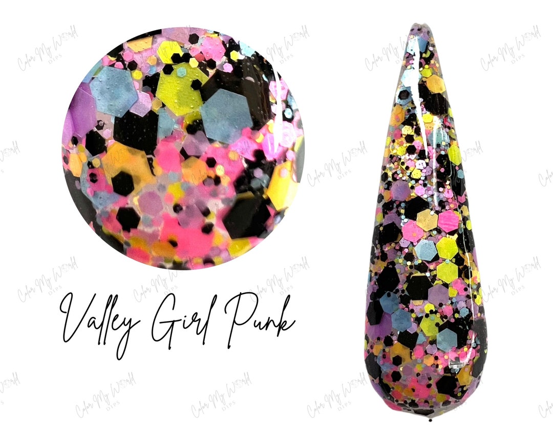 VALLEY GIRL PUNK- Neon Nail Dip Powder, Neon Glitter Dip Powder, Dip ...