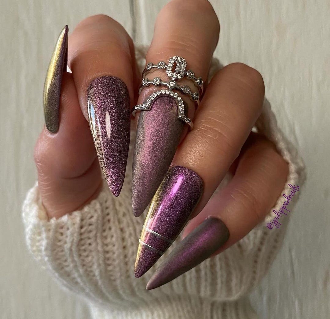 Petal to the Metal-chrome Dip Powder, Chrome Nail Dip, Reflective Dip ...