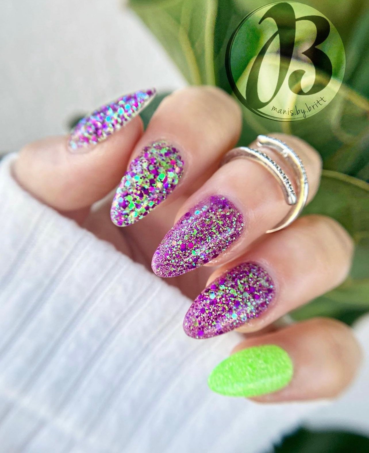 GAMORA Green and Purple Glitter Dip Powder Purple Glitter - Etsy