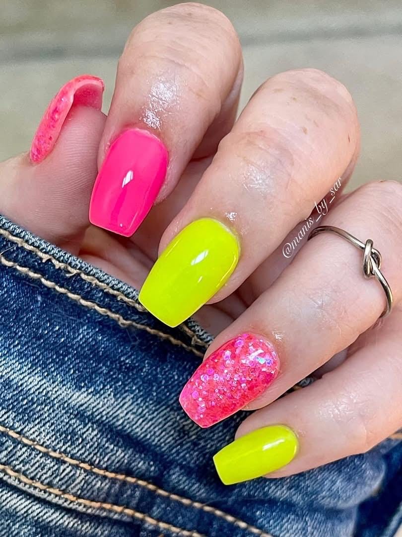 ELECTRIC LEMONADE- Neon Dip Powder, Neon Dip Nails, Dip Powder, Dip ...