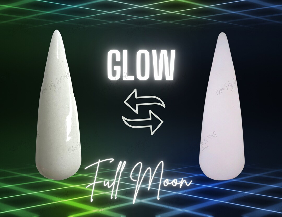 FULL MOON- Glow Dip Powder, White Glow Dip Powder, Glow Nail Dip, Dip ...