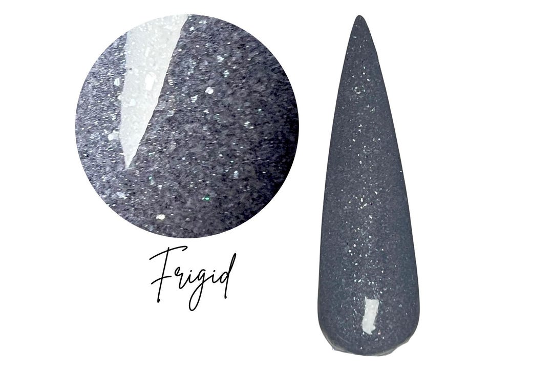 FRIGID- Dark Gray Shimmer Dip Powder, Shimmer Dip Powder, Nail Dip ...