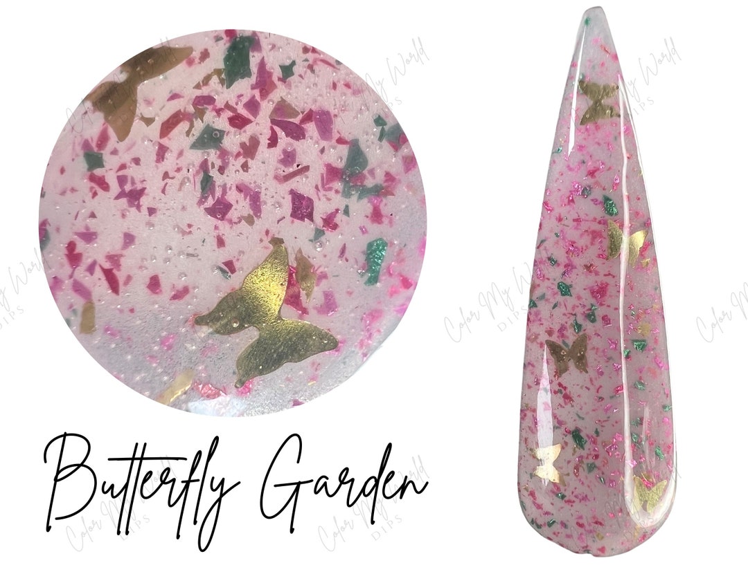 BUTTERFLY Garden-foil Dip Powder, Foil Nail Dip, Dip Powder, Nail Dip ...