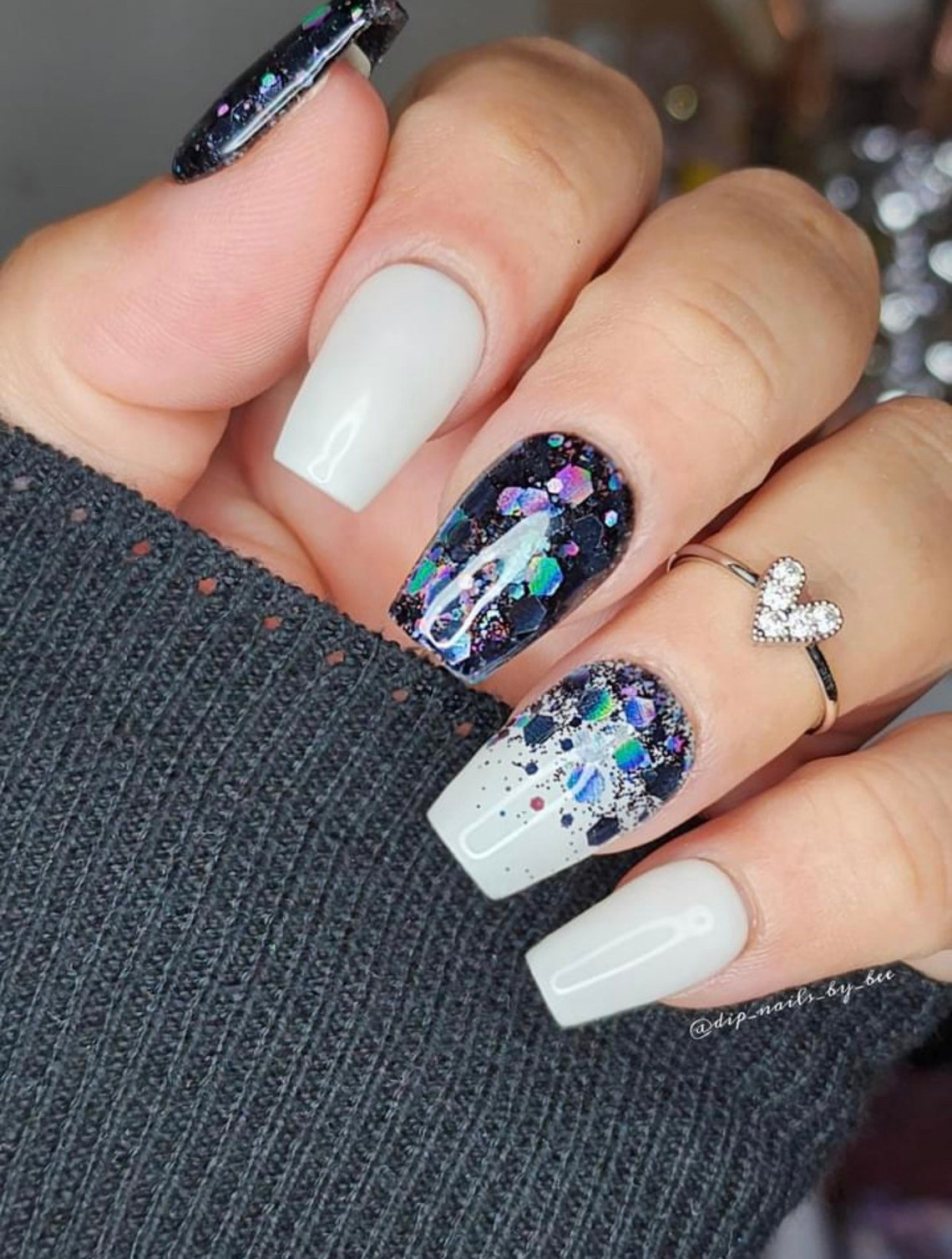 BLACK FLAME- Black Glitter Dip Powder, Glitter Nail Dip, Dip Powder ...