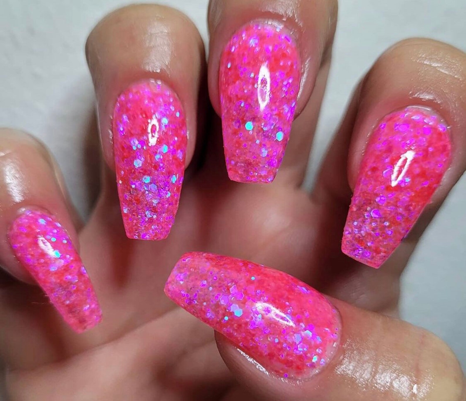 TAINTED LOVE- Pink Glitter Dip Powder, Pink Neon Glitter, Neon Pink ...