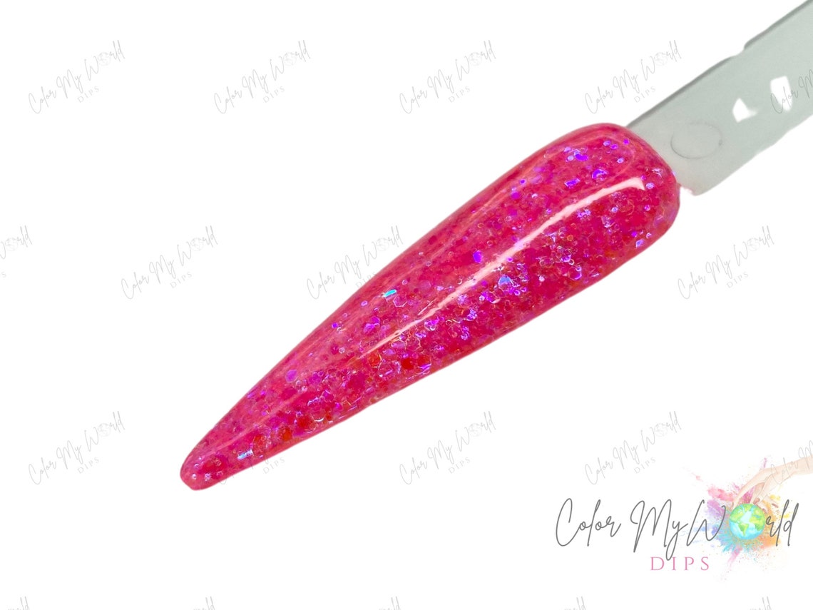 TAINTED LOVE- Pink Glitter Dip Powder, Pink Neon Glitter, Neon Pink ...