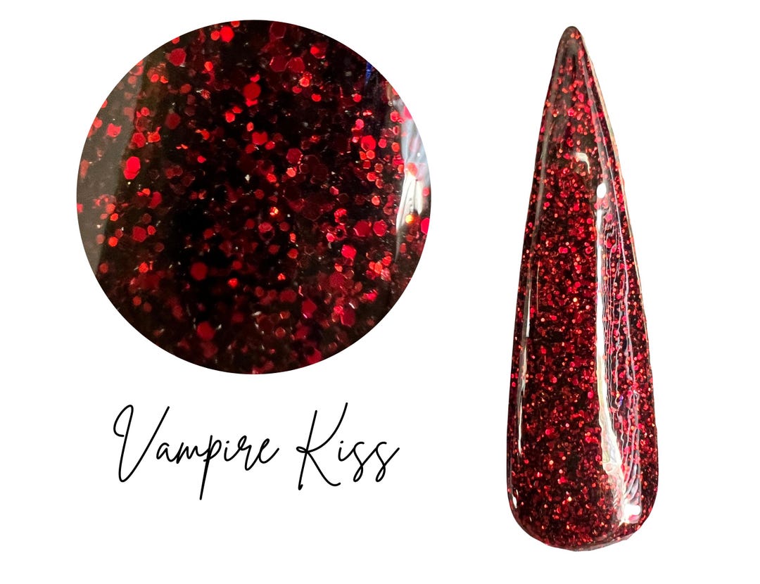 VAMPIRE KISS- Seasonal, Red and Black Glitter Dip Powder, Red Glitter ...