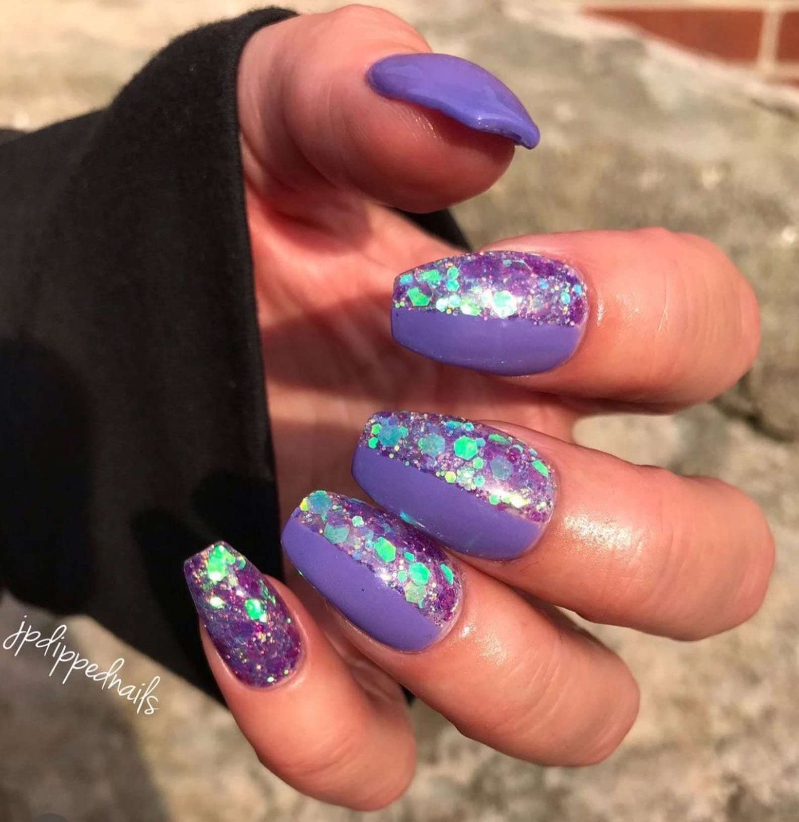 POSEIDON Purple Glitter Glitter Dip Powder Green Shimmer - Etsy