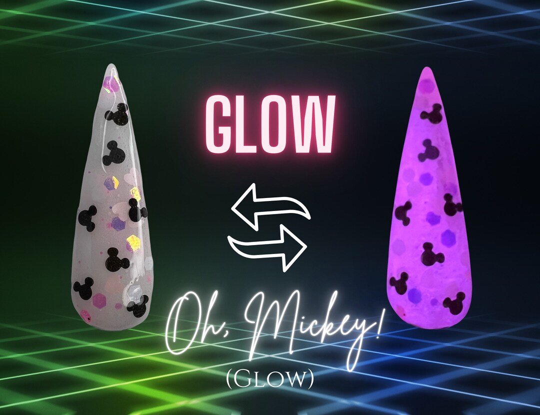 OH, MICKY!- Glow Dip Powder, White Glow Dip Powder, Glow Nail Dip, Dip ...