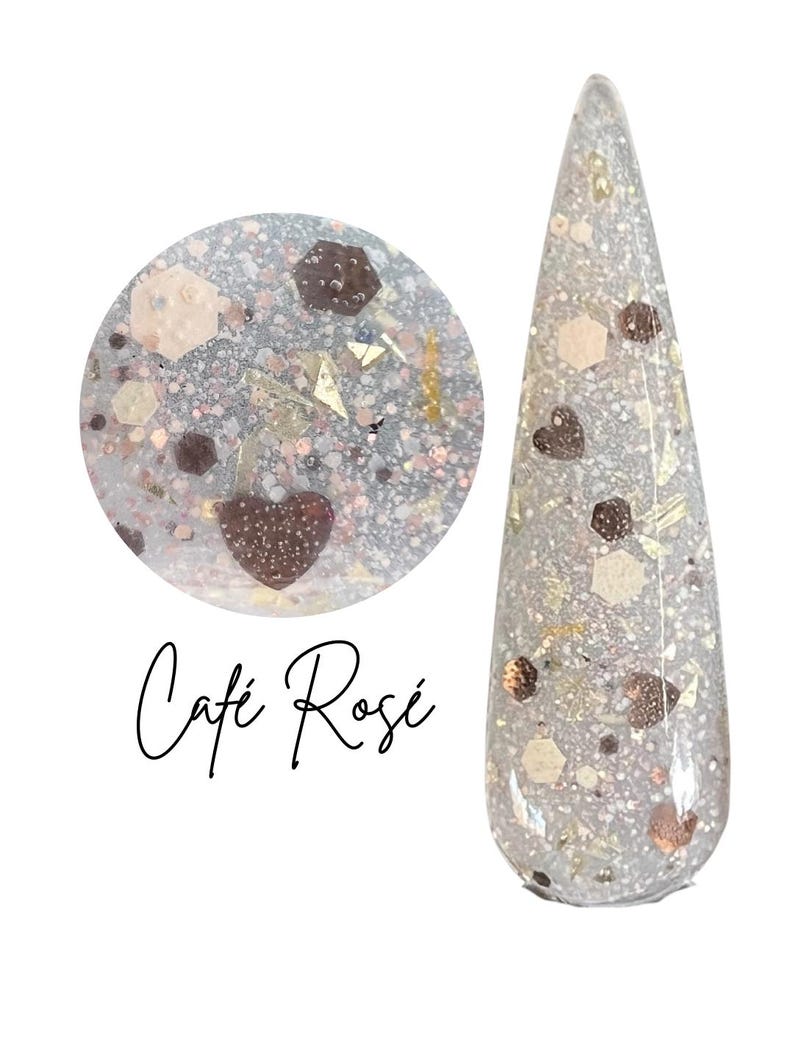 CAFE ROSÉ- Glitter Dip Powder, DIY Nails, Dip Powder, Heart Nails, Dip ...