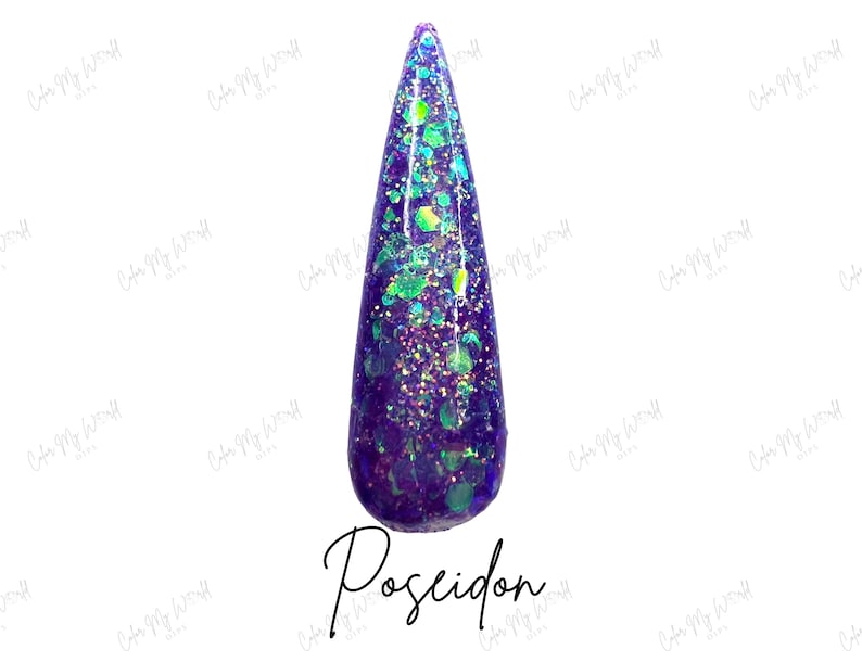 POSEIDON Purple Glitter Glitter Dip Powder Green Shimmer - Etsy
