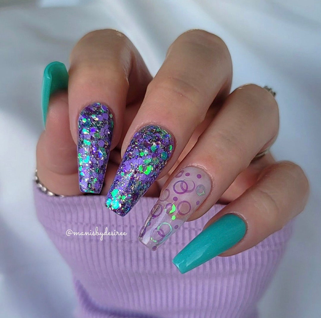 MERMAIDS LAGOON- Glitter Dip Powder, Nail Dip, Dip Powder, Nail Dip ...