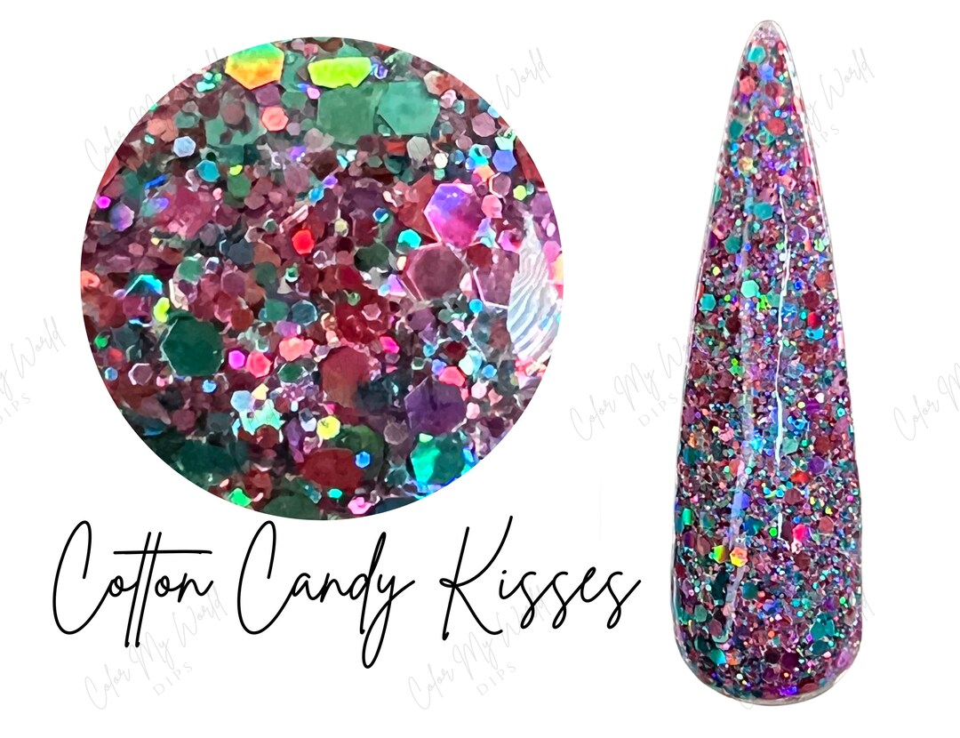 COTTON CANDY KISSES- Glitter Dip Powder, Glitter Nail Dip, Dip Powder ...