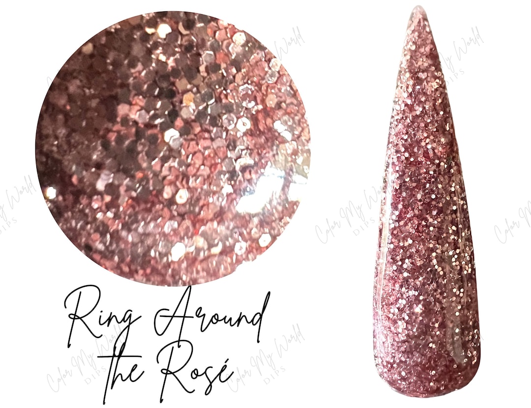 Ring Around the Rosé- Rose Gold Glitter Dip Powder, Glitter Nail Dip ...