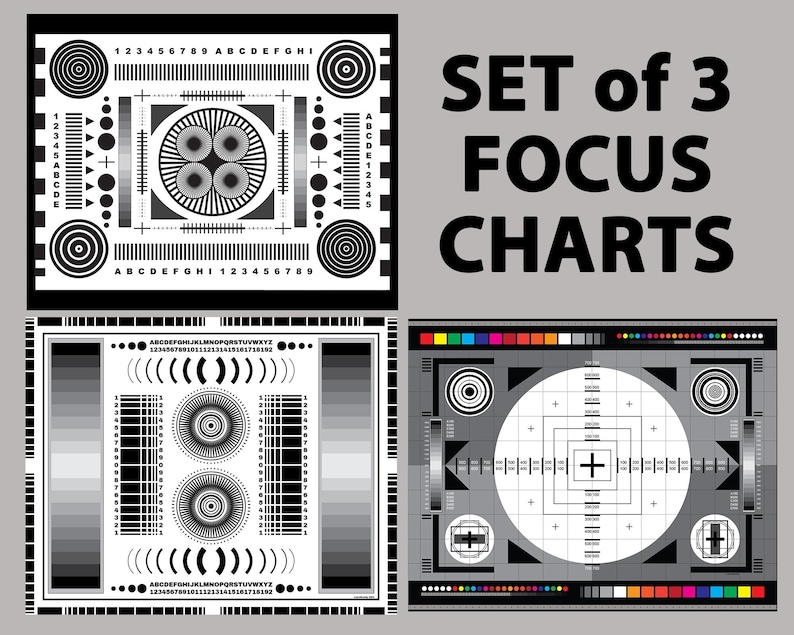 Set of 3 Focus Charts for Photography Lens Test, Digital Download ...